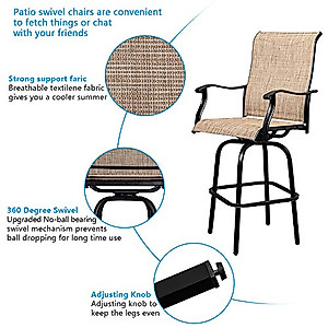 VINGLI Upgraded Outdoor Swivel Bar Stools Outdoor Patio Chairs Set of 2, Metal Outdoor Bar Stools Bar Set Outdoor Stools Bar Height Chairs Set Outside Chairs (Black)