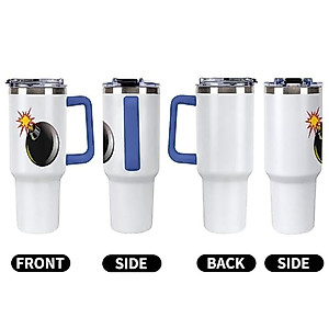Bomb Exploded 40oz Water Bottle Double Wall Insulated Tumbler with Handle Leakproof Travel Mug Deep Blue-style