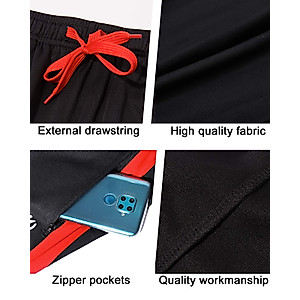 ZEROWELL Men’s Athletic Pants with Zipper Pockets Open Bottom Lightweight Sweatpants, for Workout, Running, Gym, Training (1224-Black XL)