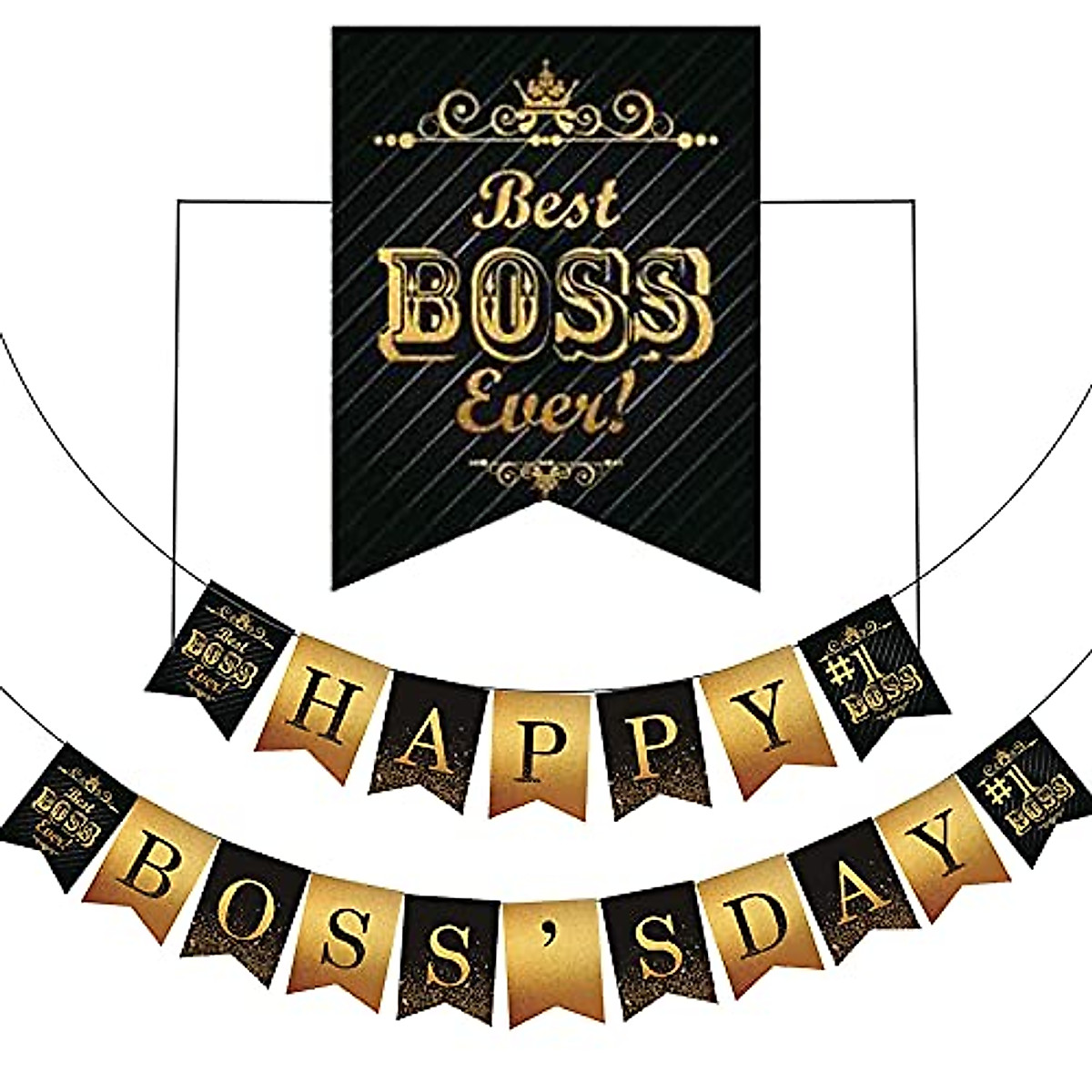 Happy Boss’s Day Banner Party Decorations Supplies - International Boss Day Hanging Banner Number 1 Boss Decoration Banner Best Boss Ever Party Decor