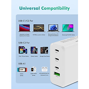 100W USB C Charger Block Mult Port, GaN Fast Charging Block for MacBook Pro/Air, Samsung Galaxy S23/S22,Note,Google Pixel,iPad,iPhone,Tablets,Laptop and More(Compact and Foldable Travel Wall Charger)