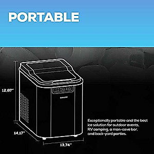 SUGGAR Ice Maker Machine – Mini Ice Machine with Scoop & Basket, 1.8 lbs Storage - Make 26 lbs Ice in 24 Hours – Self Cleaning Mode with Drainage Compact – Portable Ice Cube Maker (Indoor Outdoor)