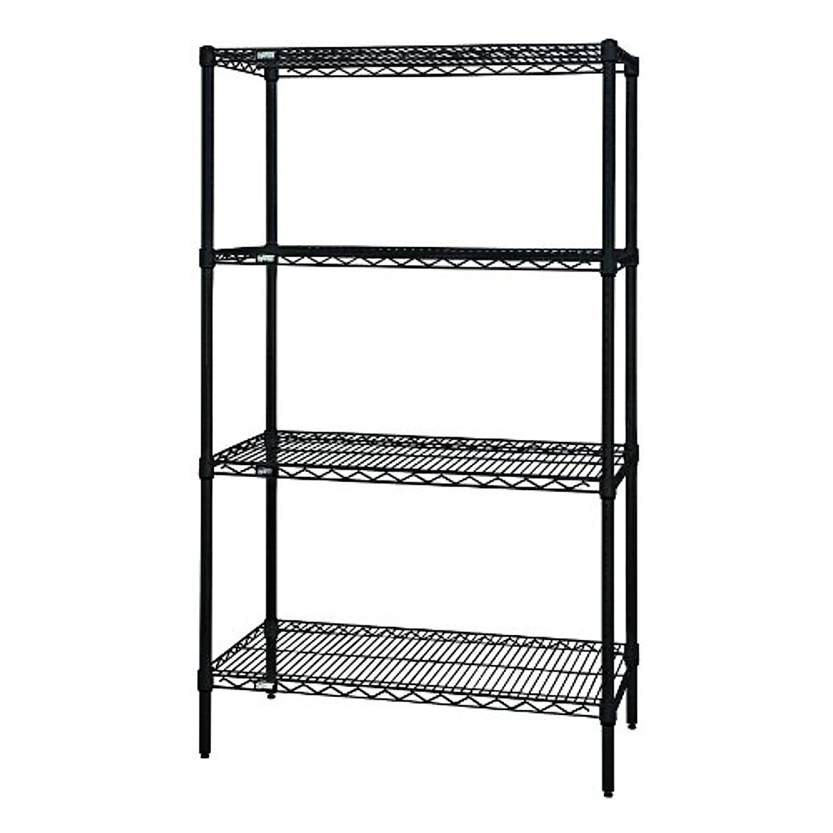 Quantum Storage Systems WR74-2448BK Starter Kit for 74" Height 4-Tier Wire Shelving Unit, Black Finish, 24" Width x 48" Length x 74" Height