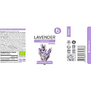 Bobica Premium European Organic Lavender Capsules, Helps Reduce Stress, Calming, GMO Free, Gluten Free, All Natural, 250 mg, 90 Vegan caps