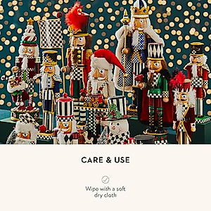 MACKENZIE-CHILDS Decorative Nutcracker Figurine, Wooden Nutcracker Christmas Home Decor, Christmas
