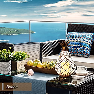 MOZEAL 13" Outdoor Glass Pineapple Lantern,Ip44 Waterproof,6 Hours Timer,Decorative Candle Lantern,with Flameless Candles,Battery Operated,for Front Porch/Patio/Beach/Garden/Pineapple Theme Decor