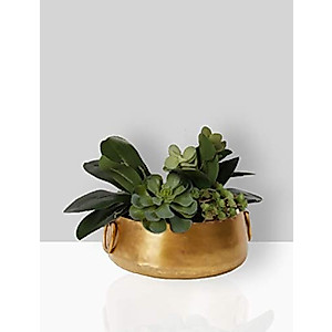 Serene Spaces Living Decorative Gold Iron Handi Bowl, Large Centerpiece Bowl - Traditional Indian Style Urli Bowl for Home, Diwali, Pooja, Potpourri, Measures 3.75" Tall & 9" Diameter