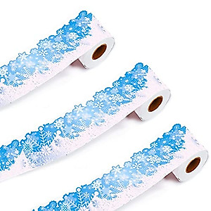 GLKTOPO 68 Ft Winter Bulletin Board Border Christmas Decoration Borders Sticker Snowflake Snowman Wave Trim Border Self-Adhesive Blackboard Photo Wall Stickers for School Classroom Party (C-style)