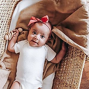 LifeTree Baby Girl Swaddle Blankets, Muslin Swaddling Wrap Neutral Receiving Blanket for Newborn, 100% Organic Cotton, Large 47 x 47 inches, Solid Color/Flower Print