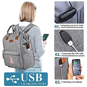 Personalized Initial Laptop Backpack for Women-Waterproof Teacher Backpack/College Backpack/Nurse Backpack for Work,Travel Bckapack with 15.6" Laptop Compartment-Birthday Gift for Women