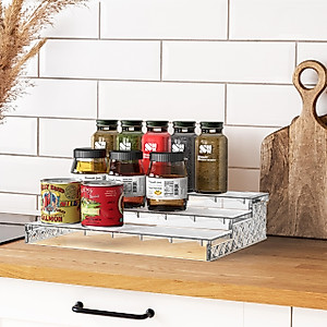 Simple Houseware 3 Tier Spice Shelf For Countertop Cabinet Storage Organizer, Clear