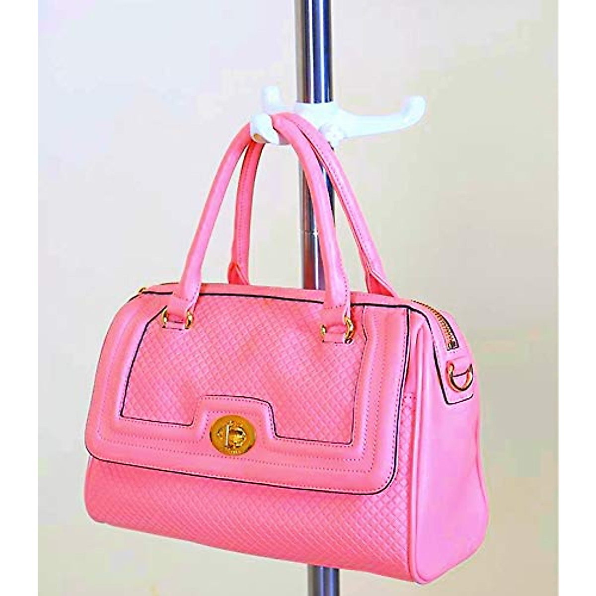 BAOYOUNI Telescopic Laundry Tension Pole Corner Clothes Hanging Drying Rack Floor to Ceiling Jacket Coat Hanger Garment Storage Organizer Stand Space Saving with Adjustable Arms - Ivory