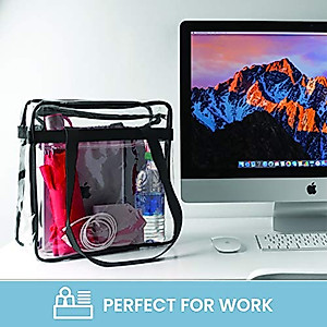 Bags for Less [Set of 2] Clear Bag Stadium Approved with Handles And Zipper - 12 inch x 12 inch x 6 inch