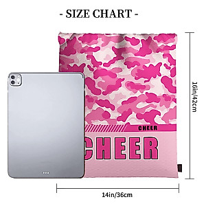 Givotin Drawstring Backpack Waterproof Gym Drawstring Bags Sports String Bag Camo Sackpack-Pink Cheer Drawstring Bag