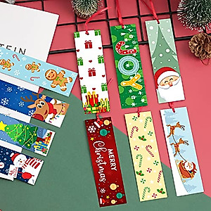120PCS Christmas Bookmarks, 10 Styles Xmas Cute Double Sided Christmas Character Book Markers for Students, Winter Holiday Page Marker Christmas Gifts Party Favors for Kids