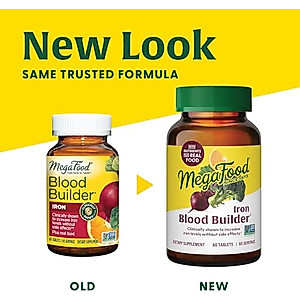 MegaFood Blood Builder - Iron Supplement Clinically Shown to Increase Iron Levels without Side Effects - Iron Supplement for Women with Vitamin C, Vitamin B12 and Folic Acid - Vegan - 90 Tabs
