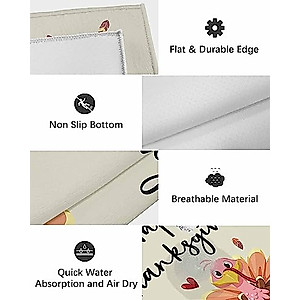 Happy Thanksgiving Outdoor Area Rug 4'x6',Patio Balcony Porch Front Door Camping Camper Deck Runner Rug,Washable Carpet Indoor Living Room Kitchen Floor Mat Fall Turkey Autumn Pumpkin Pie Leaves