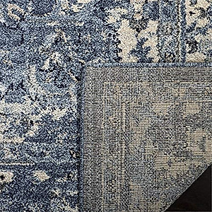 SAFAVIEH Charleston Collection Area Rug - 8' x 10', Navy & Creme, Oriental Distressed Design, Non-Shedding & Easy Care, Ideal for High Traffic Areas in Living Room, Bedroom (CHL411N)