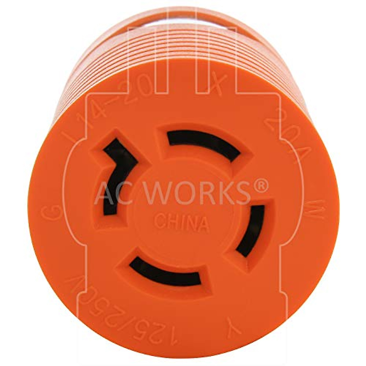AC WORKS 30Amp 4 Prong 125/250Volt L14-30P Locking Plug to L14-20R 20Amp 4 Prong 125/250Volt Locking Female Generator Adapter (Compact)