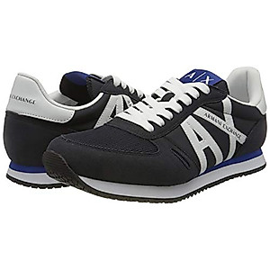 A|X ARMANI EXCHANGE mens Lace Up Logo Sneaker, Navy + Optical White, 13 US
