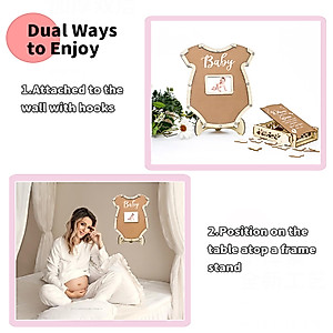 Baby Shower Guest Book Alternatives with Photo Frame Butterfly Guest Book Baby Shower Sign in Guest Book Gender Reveal Guest Book for Baby Shower Birthday Party Signs Wedding Decorations (Bodysuit)