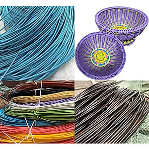 Synthetic Black Woven Round Rattan, PE Plastic Round Rattan, Woven Repair Rattan Chair, Woven Wicker Suitable for Woven Repair Chair, Table, Storage Basket (Black)