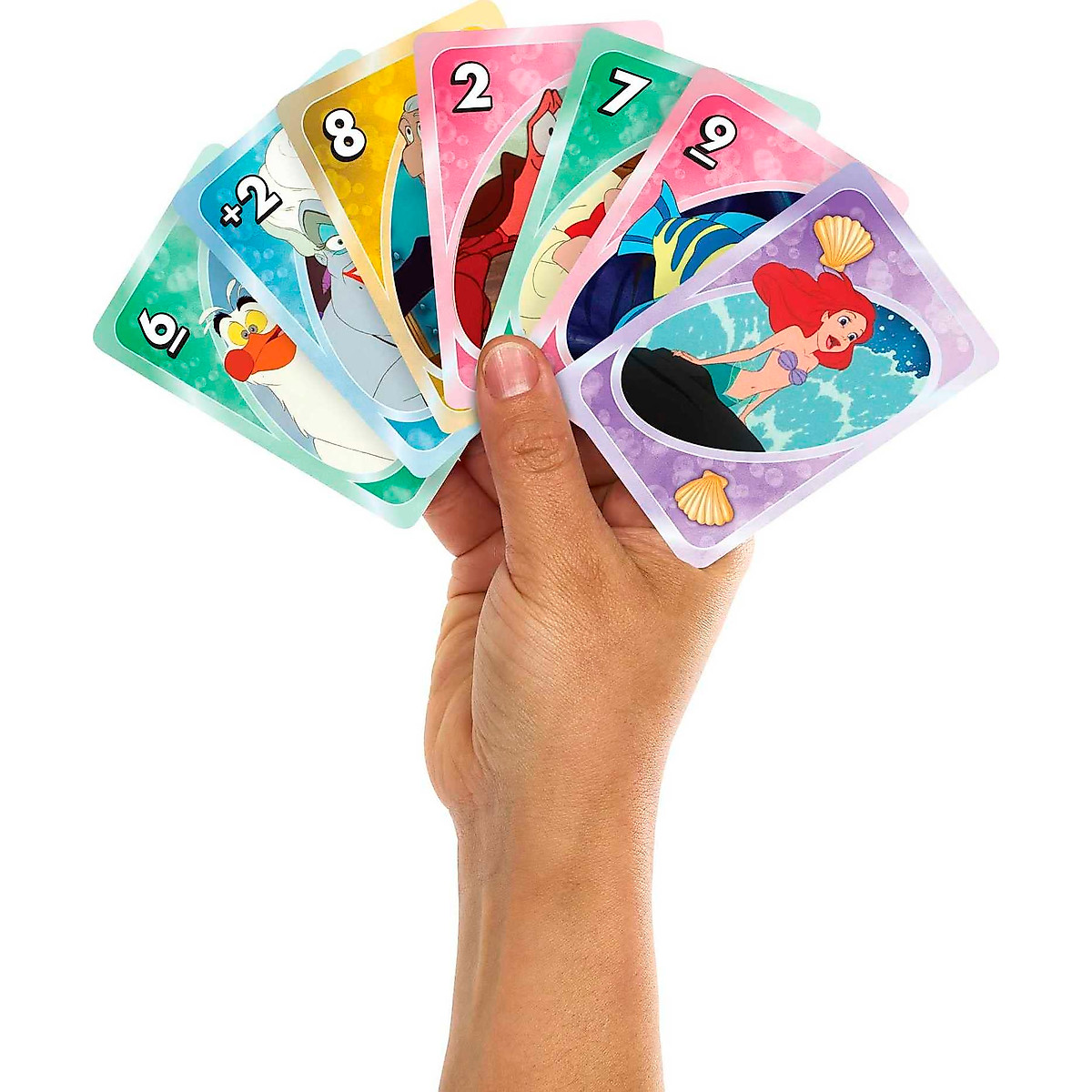 Mattel Games UNO Disney Princess The Little Mermaid Card Game for Family Night Featuring Movie Themed Graphics for 2-10 Players