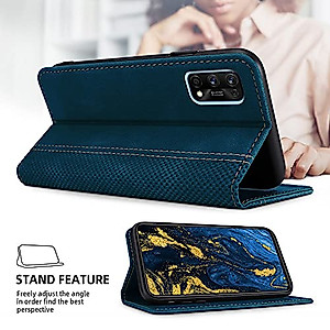 AKABEILA for Oppo Realme 7 Pro Case Luxury PU Leather Flip Case for Oppo Realme 7 Pro Flip Folio Wallet Case Cover with Card Holder Magnetic Closure Kickstand Shockproof 6.4" Blue