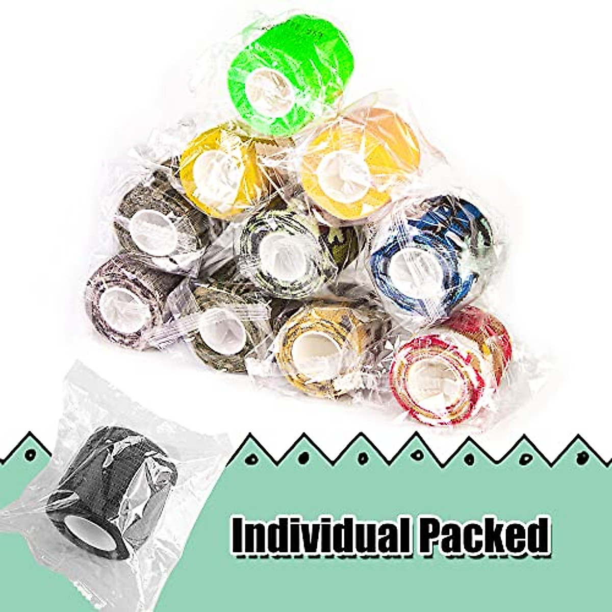 24Pack Self Adhesive Tape, Wrap Flex Bandages Leg Wrap Adherent Non-Woven for Dog Cat Horse Pet Animals Ankle Sprains & Swelling, 2 Inch 5 Yards (Camouflage Patterns)