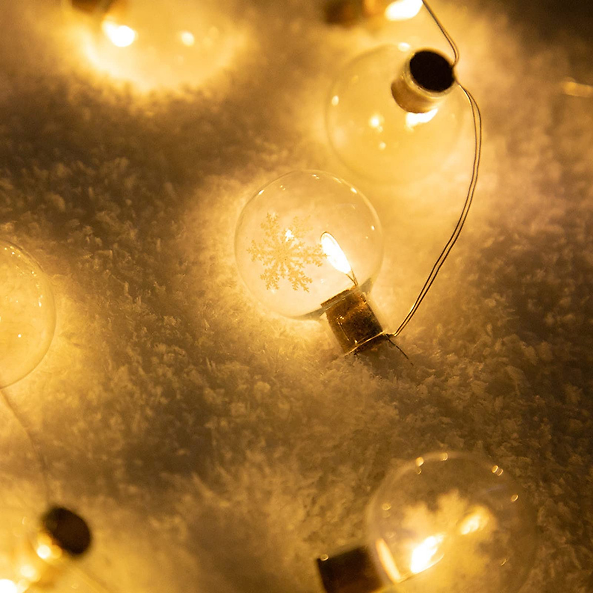 lamphle LED Decorative Non-Glaring Fairy Lights, Battery Powered 4 Styles Glass Night Light, Bulb Shape Scene Layout Attractive Fall Garland with Lights Elk