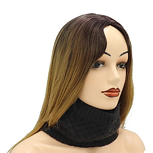 Aiphamy Winter Fleece Lined Knitted Neck Warmer Scarf Neck Gaiter for Women Mens Teens (1, Black)