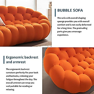 COULDWILL Modern Curved Sofa Upholstered Couch Overall Shaped Bubble Floor Sofa for Living Room, Office, Apartment, Orange