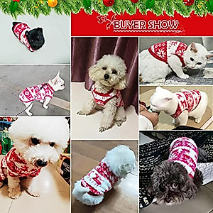 Small Dog Christmas Clothes Sweater, Classic Jumpers Snowflake Elk Dog Costume for Poodle Puppy Cat Kitten, Winter Warm Dog Outfits for New Year Xmas Party Festival Thanksgiving