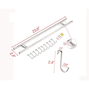 YOLLIT 24 Inch Stainless Steel Magnetic Knife Strip, with 10 Removable Square Hooks, Multi-use as Knife Holder, Utensil Rack, Cookware Rack, Cutting Board Rack, Space Saving Organizer for Kitchen