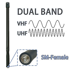 2 Packs BAOFENG UV-5R Folding Tactical Antenna for GMRS Two way Radio 48cm/18.8inch Dual Band VHF UHF SMA-Female Long Range Portable Compatible with BF-F8HP UV-82HP DM-1701(2packs)