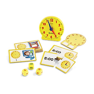 Learning Resources Magnetic Ten-Frame Answer Boards (Set of 4) and 100 Counters + Learning Resources Time Activity Set - 41 Pieces