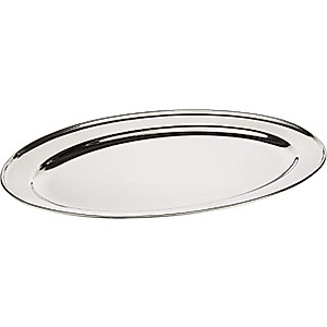 TrueCraftware Set of 2 Stainless Steel 24” Oval Platter- Serving Platters for Appetizer Snack Fruit Cup Cake Server Tray Display Serving Dishes for Entertaining