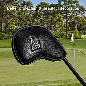 Golf Club Head Covers,golf iron covers 12pcs/Set 3 4 5 6 7 8 9 Pw Sw Aw Lw Lw, Golf Clubs Protector Abrasion Resistant Pu Fit Most Standard Clubs