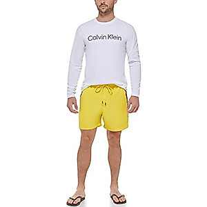 Calvin Klein Men's Standard Light Weight Quick Dry Long Sleeve 40+ UPF Protection, White, Medium
