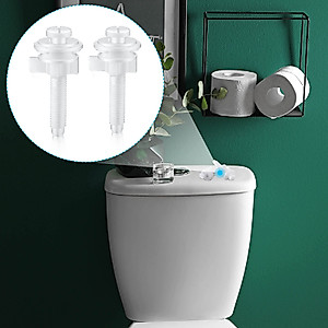 Toilet Seat Screws Replacement Plastic Toilet Seat Hinge Bolt Screws with Plastic Nuts and Washers Parts Kit for Fixing the Top Toilet Seat, White (2 Pieces)