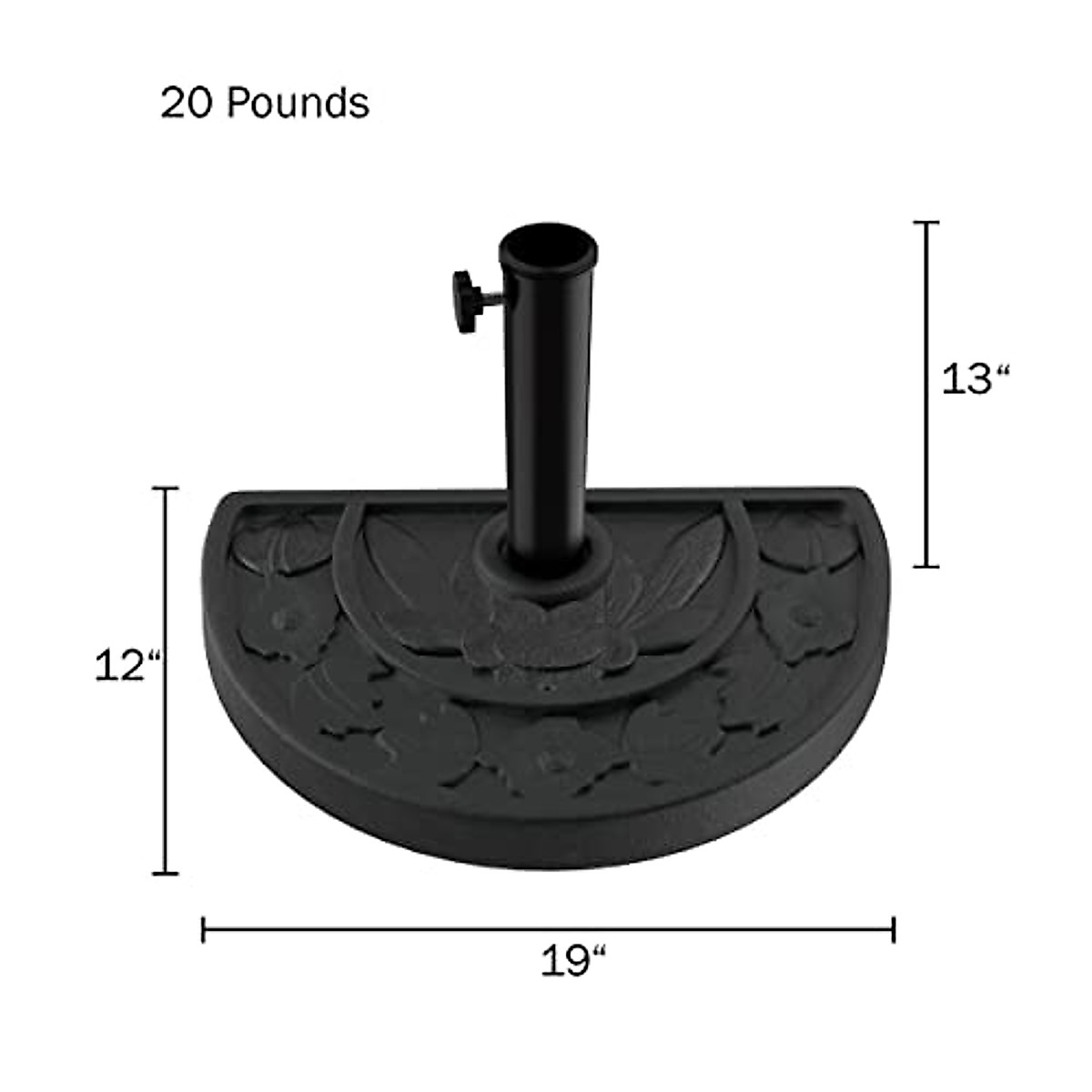Pure Garden 50-146 20 Pound Base 20 Pound Half Round Patio or Deck Umbrella