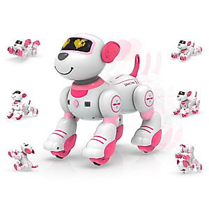 STEMTRON Programmable Remote Control Robot Cat Robot Dog for Kids, Interactive Robotic Dog Robotic Cat, Robo Dog Robo Cat, RC Robot with Touch Sensing, LED Eyes, Dance & Music