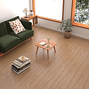 Thicker Peel and Stick Floor Tile，Intensification Vinyl Flooring Roll 12" x 6" x 0.06" 1-Pack 1.5 Sq.Ft Floor Honey Wood Grain Look DIY Self-Adhesive and Waterproof Flooring for Bedroom, Living Room