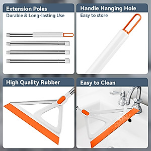 Multifunction Magic Broom, Squeegee Broom for Floor, Rubber Broom, Silicone Broom for Floor Cleaning, Magic Broom Sweeper for Living Room, Kitchen, Bathroom-Easy Dry The Glass (Orange, 54 INCH)