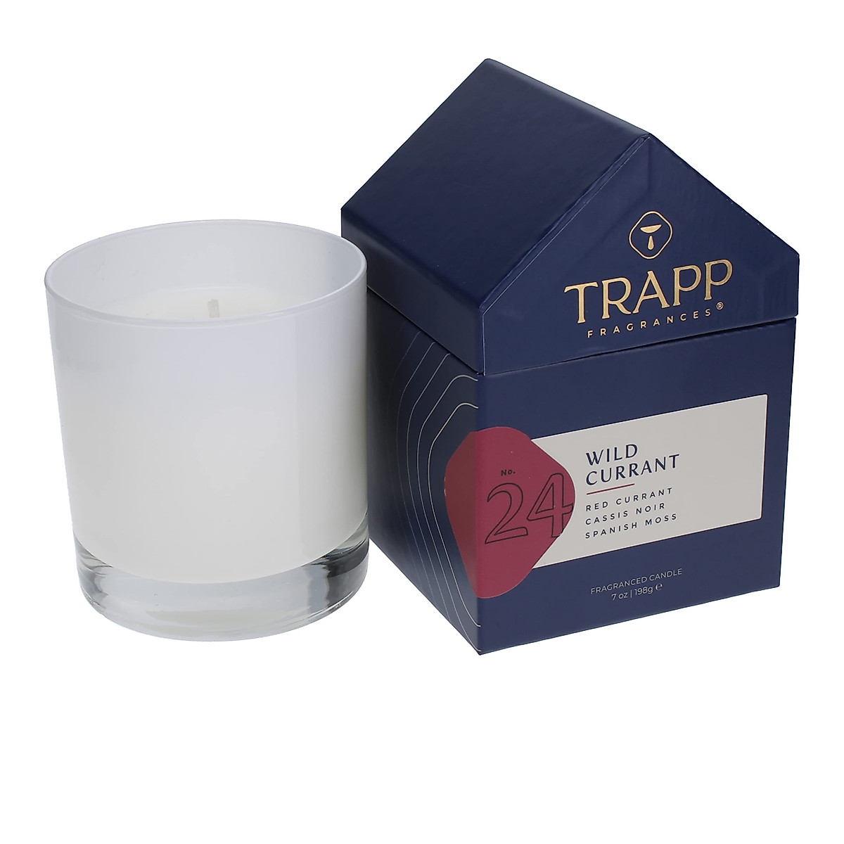 Trapp - No. 24 Wild Currant - 7 oz. House Box Candle - Aromatic Home Fragrance with Fruity Scent of Red Currant, Cassis Noir, & Spanish Moss Notes - Petrolatum Wax