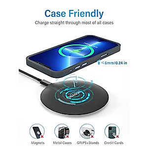 Slim Wireless Charger 2 Pack, 15W Fast Qi Wireless Charging Pad, Compatible with iPhone 14/13/12 Pro Max/XR/XS/8 Plus, Samsung Galaxy S21/S20/S9/Note 20/10, Google Pixel 6/5/4XL (No Adapter)