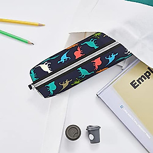 QICENIT Dinosaur Stationery Bag with Zipper Pen Bag Makeup Pouch Office Storage Bag Portable Travel Toiletry Pouch for Men Women