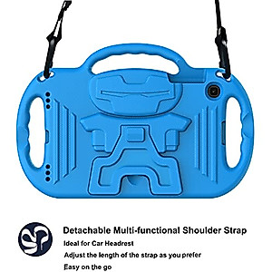 LTROP Kids Case for Samsung Galaxy Tab A 10.1 Model SM-T510/T515, Light Weight Shockproof Shoulder Strap Handle Stand Kid-Friendly Bumper Case for Galaxy Tab A 10.1" Tablet - Blue