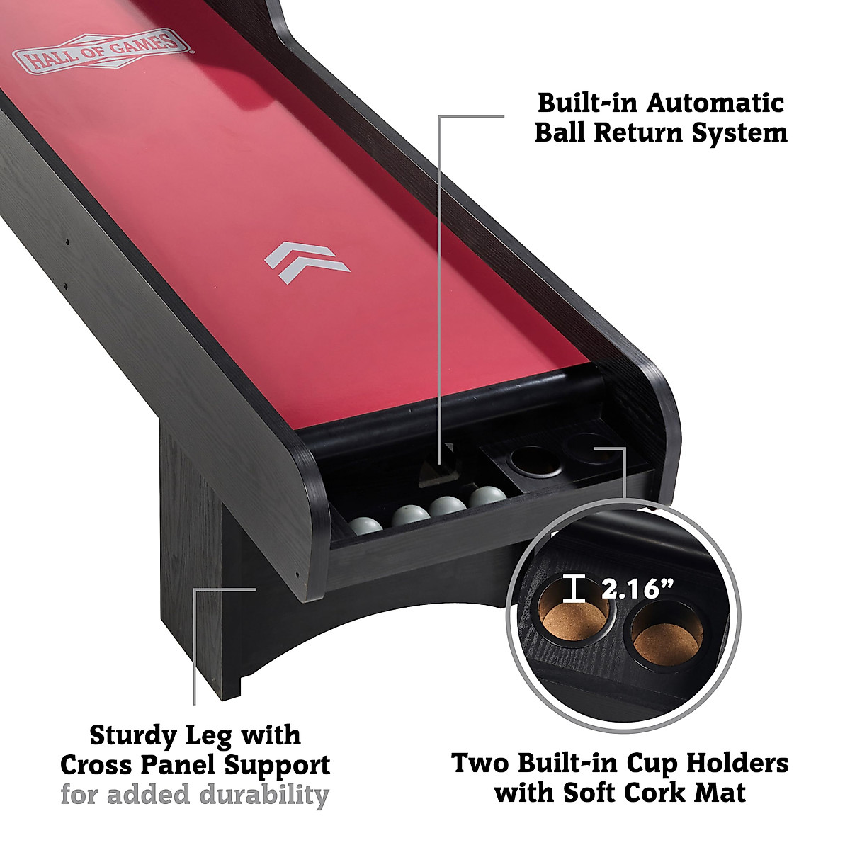Hall of Games 130 Inch Premium Roll and Score Game, Burgundy/Black