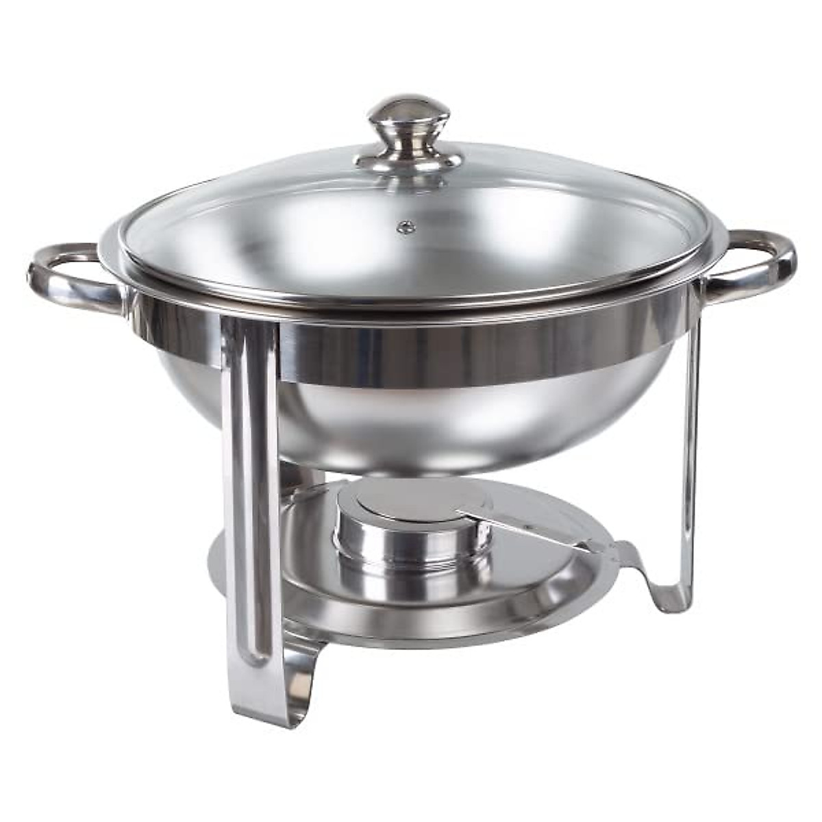 Round 5 QT Chafing Dish Buffet Set - Includes Water Pan, Food Pan, Fuel Holder, Cover, and Stand - Food Warmers for Parties by Great Northern Popcorn